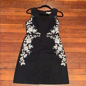 LOFT | Dresses | Loft Black Dress With White Floral Embroidery | Poshmark